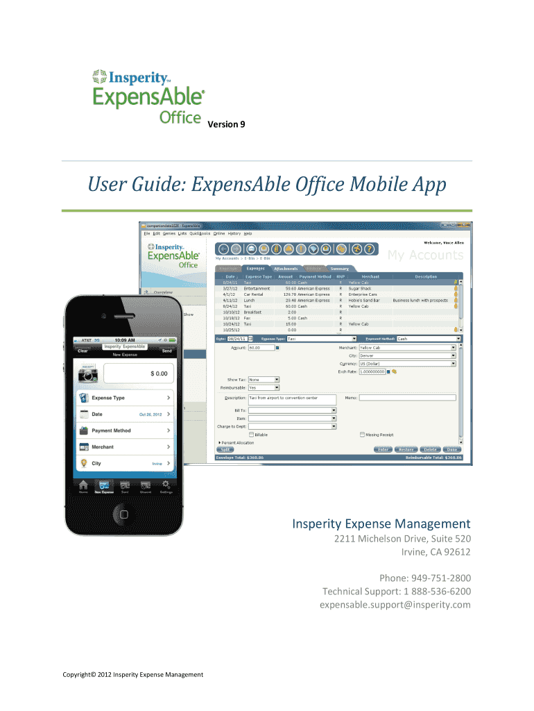 Fillable Online User Guide: ExpensAble Office Mobile App Fax Email ...