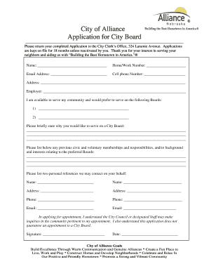 Fillable Online cityofalliance City of Alliance Application for City ...