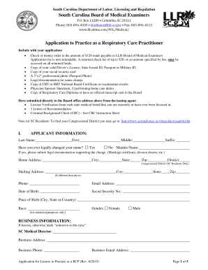 Fillable Online REQUIREMENTS FOR A LICENSE TO PRACTICE AS A RESPIRATORY ...