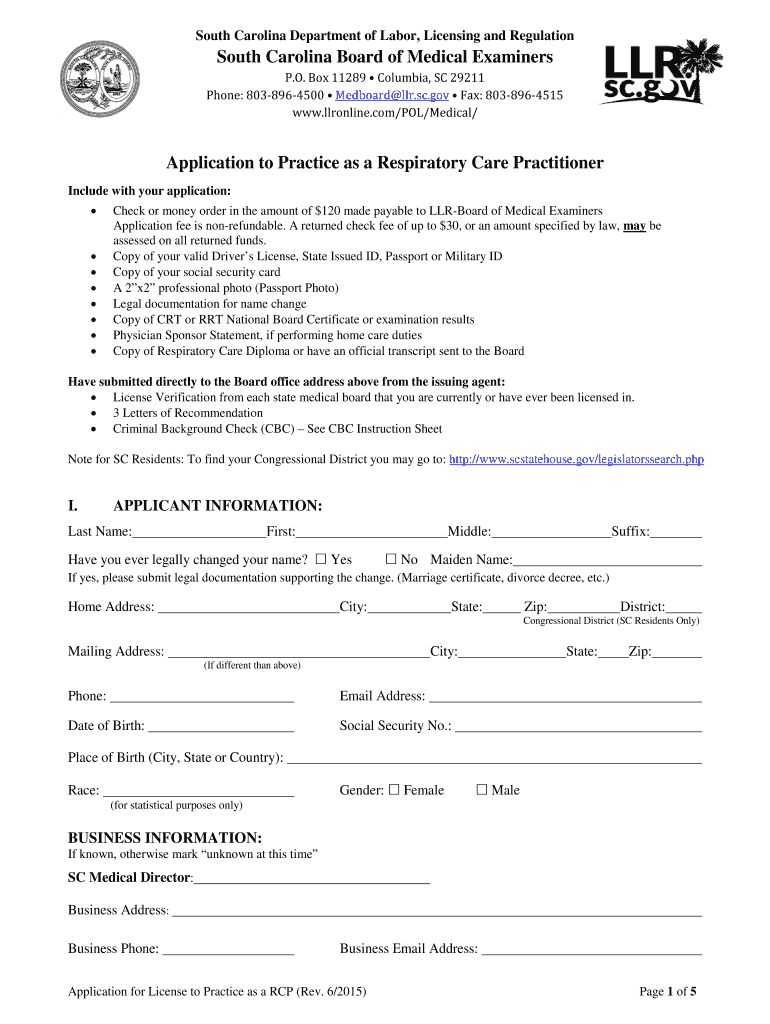 Fillable Online REQUIREMENTS FOR A LICENSE TO PRACTICE AS A RESPIRATORY ...
