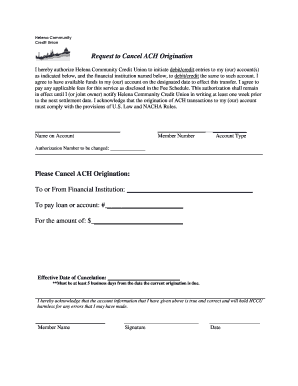 Fillable Online thecu4u ACH Cancellation Form - Helena Community Credit ...