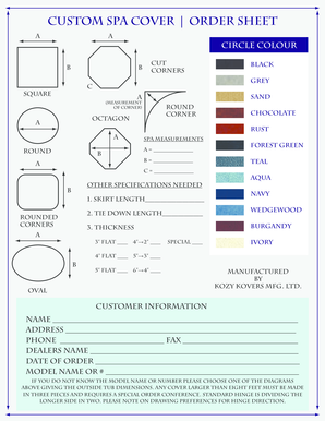 Fillable Online Custom Spa Cover Order Sheet Fax Email Print - pdfFiller