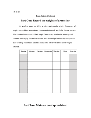 Fillable Online Excel Activity Worksheet Fax Email Print - pdfFiller