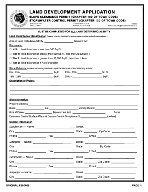 Fillable Online LAND DEVELOPMENT APPLICATION - Harrison New York Fax Email Print - pdfFiller