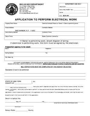 Fillable Online APPLICATION TO PERFORM ELECTRICAL WORK Fax Email Print ...