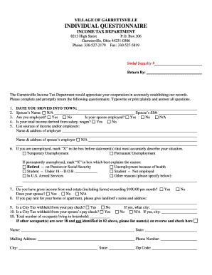 Fillable Online INDIVIDUAL QUESTIONNAIRE Fax Email Print - pdfFiller