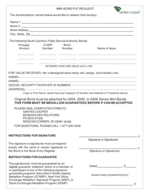 Fillable Online Santee Cooper Put Form docx Fax Email Print - pdfFiller