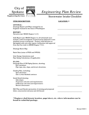Fillable Online Engineering Plan Review Stormwater Intake Checklist Fax ...
