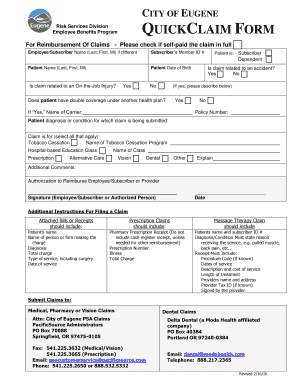 Fillable Online eugene-or Quick Claim Form Fax Email Print - pdfFiller