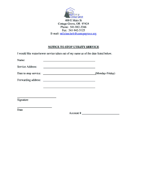 Fillable Online cottagegrove UTILITY STOP SERVICE FORM - Cottage Grove ...