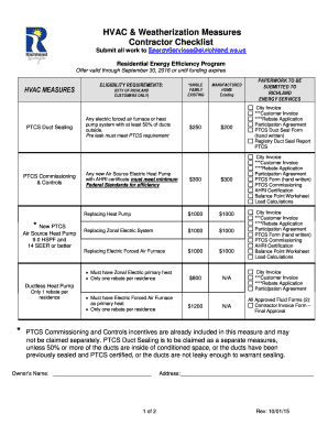 Fillable Online HVAC Weatherization Measures Contractor Checklist Fax ...