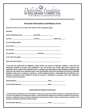 Fillable Online Personal Information and Release Form Fax Email Print ...