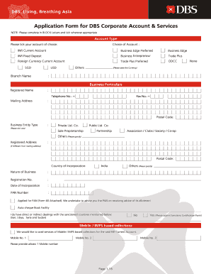 Fillable Online Application Form for DBS Corporate Account Services Fax ...