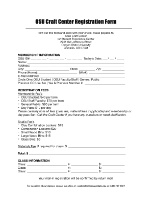 Fillable Online OSU Craft Center Registration Form - muoregonstateedu ...