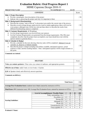 Fillable Online classes engr oregonstate Oral progress report 1 rubric - Oregon State University ...