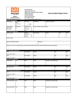 Fillable Online Oregon State University Auto Accident Report Form Fax Email Print - pdfFiller
