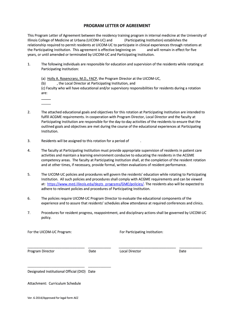 Fillable Online med illinois Program Letter of Agreement Template ...