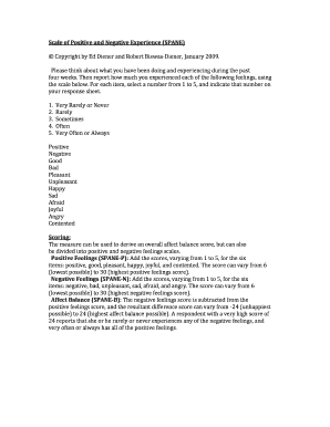 S P A N E Scale Of Emotions - Fill Online, Printable, Fillable, Blank ...