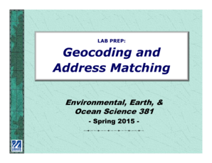 Fillable Online umb LAB PREP Geocoding and Address Matching - umbedu Fax Email Print - pdfFiller