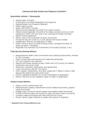 Fillable Online Commercial Real Estate Due Diligence Checklist* Fax Email Print - pdfFiller