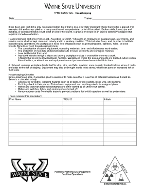 Fillable Online oehs wayne Safety Talk - Housekeeping - oehs wayne Fax ...