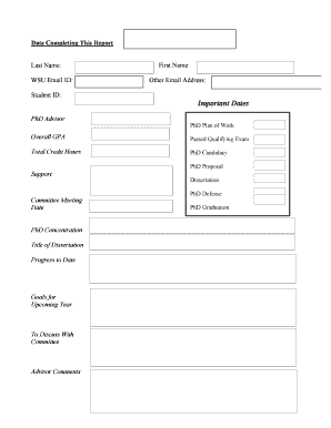 Fillable Online engineering wayne Blank Annual PhD Student Form - Wayne State University Fax ...