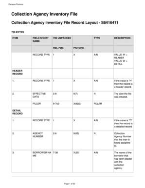 Fillable Online Collection Agency Inventory File - Campus Partners Fax ...