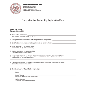Fillable Online Foreign Limited Partnership Registration Form Fax Email ...