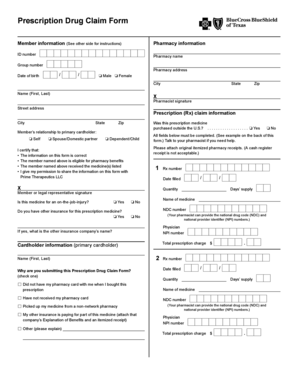 Fillable Online TX Prescription Drug Claim Form Fax Email Print - pdfFiller