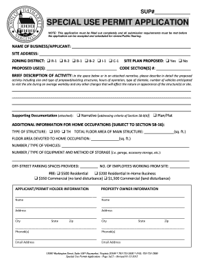 Fillable Online townofhaymarket SUP SPECIAL USE PERMIT APPLICATION ...
