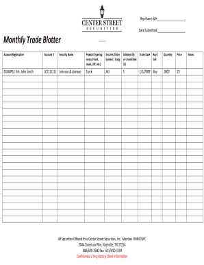 Fillable Online Monthly Trade Blotter - Constant Contact Fax Email ...