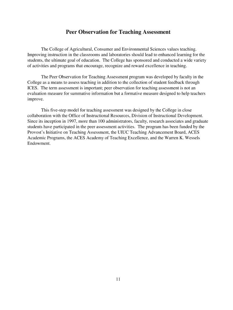 Fillable Online Peer Observation for Teaching Assessment - College of ...