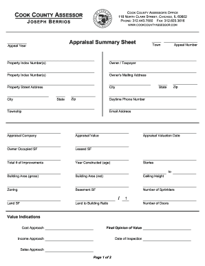 Fillable Online Appraisal Summary Sheet Fax Email Print - pdfFiller