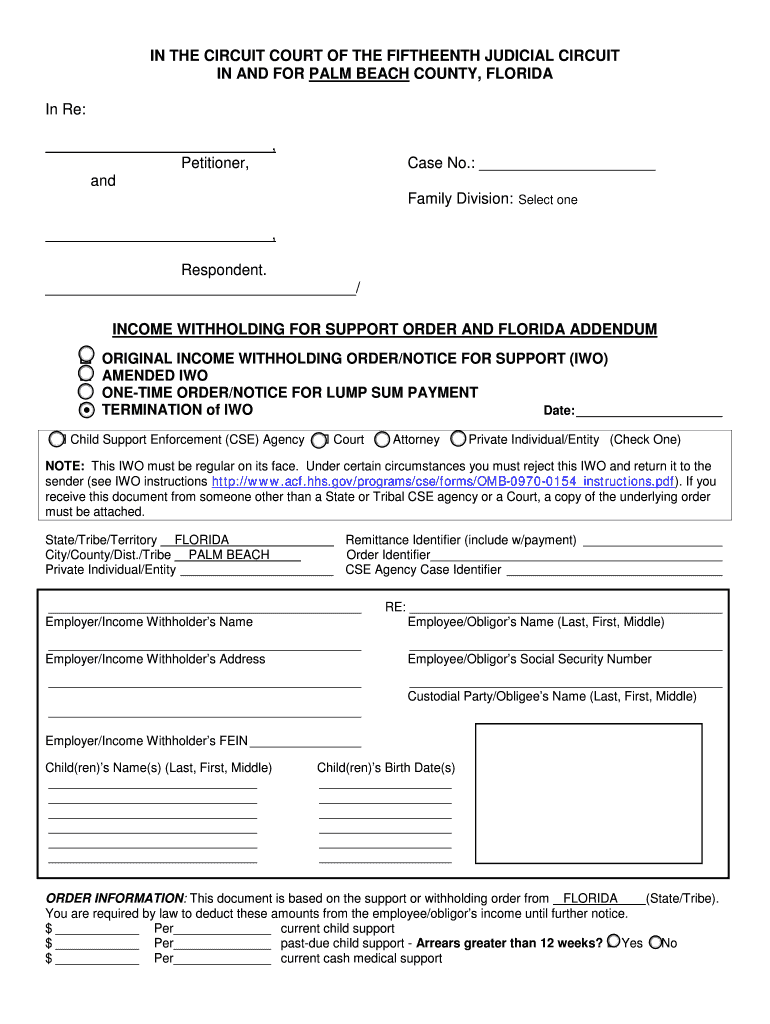 Fillable Online IN THE CIRCUIT COURT OF THE FIFTHEENTH JUDICIAL CIRCUIT ...