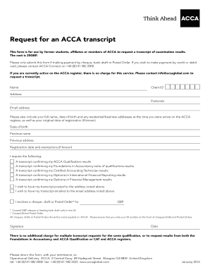 Fillable Online Request for an ACCA transcript - ACCA Global Fax Email ...