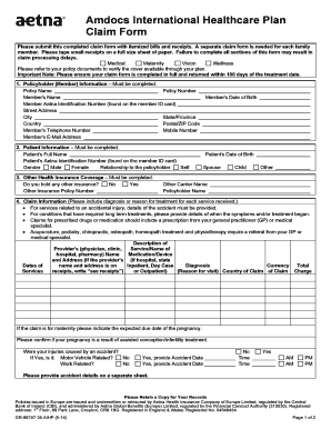 Fillable Online Amdocs International Healthcare Plan Claim Form Fax ...