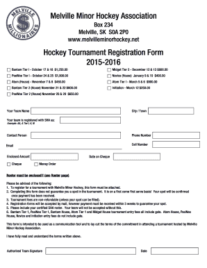 Fillable Online Hockey Tournament Registration Form 2015-2016 Fax Email Print - pdfFiller