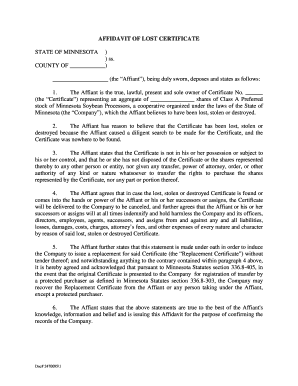 Fillable Online Affidavit of Lost Security.doc Fax Email Print - pdfFiller