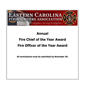 Fillable Online Annual Fire Chief of the Year Award Fire Officer of the ...
