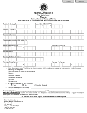 Fillable Online Print Form Reset Form FLORIDA MEDICAID Prior ...