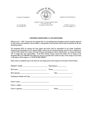 Fillable Online gcva CERTIFIED RESPONSIBLE LAND DISTURBER - gcva Fax ...