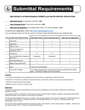 Fillable Online SIDE SEWER STORM DRAINAGE PERMITS and WATER SERVICE Fax ...