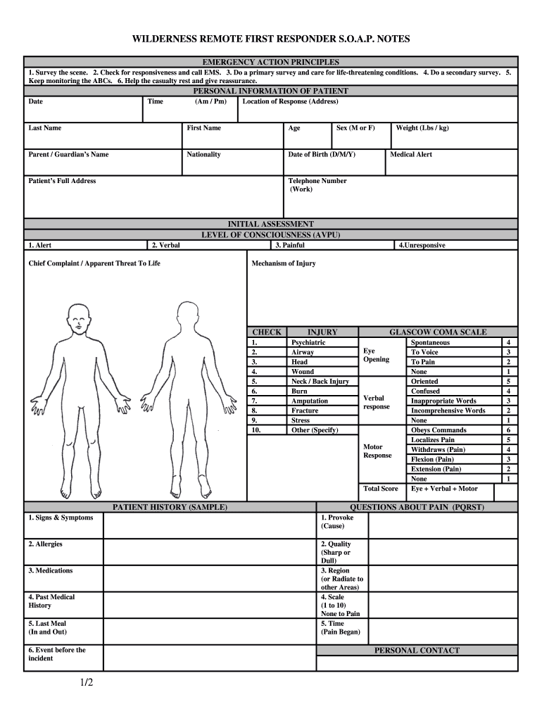Fillable Online WILDERNESS REMOTE FIRST RESPONDER S Fax Email Print ...