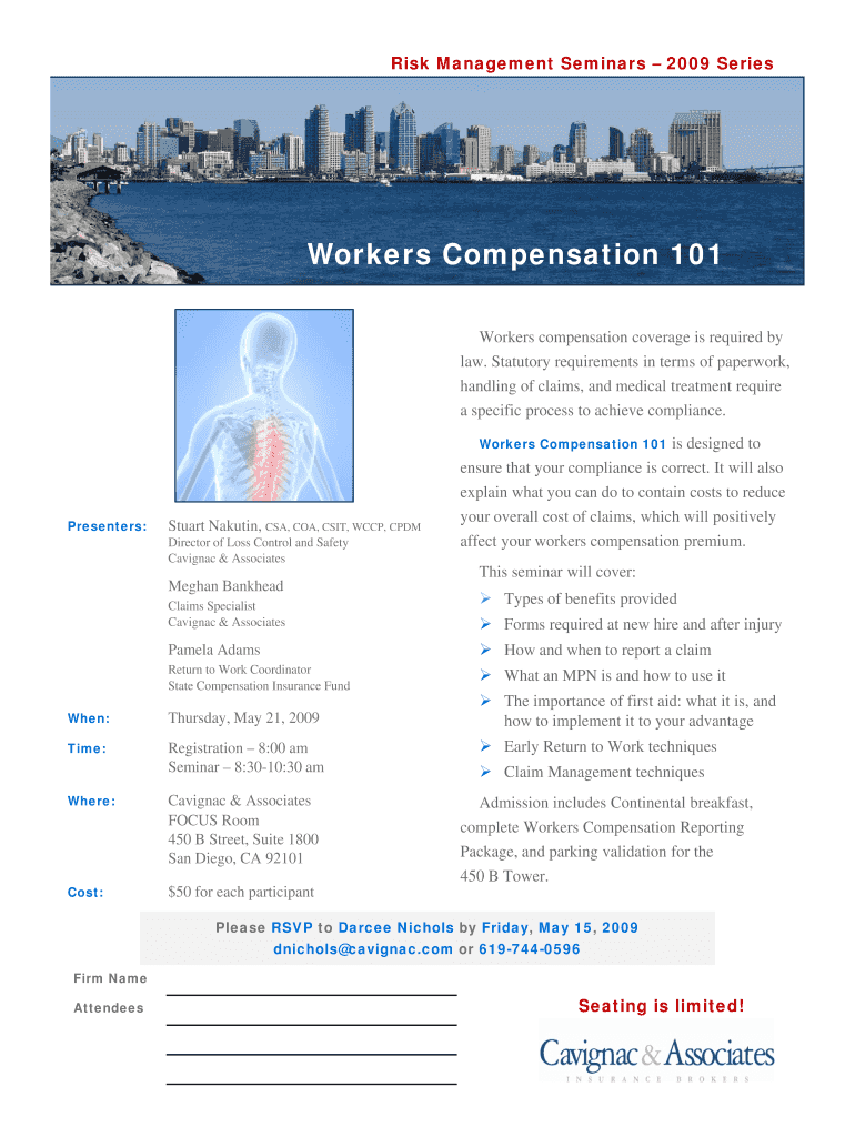 Fillable Online Workers Compensation 101 - Cavignac Associates Fax ...