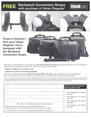Fillable Online FREE Backpack Conversion Straps with purchase of Urban ...