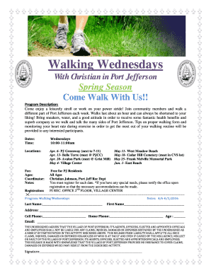 Fillable Online Walking Wednesdays - portjeffcom Fax Email Print ...