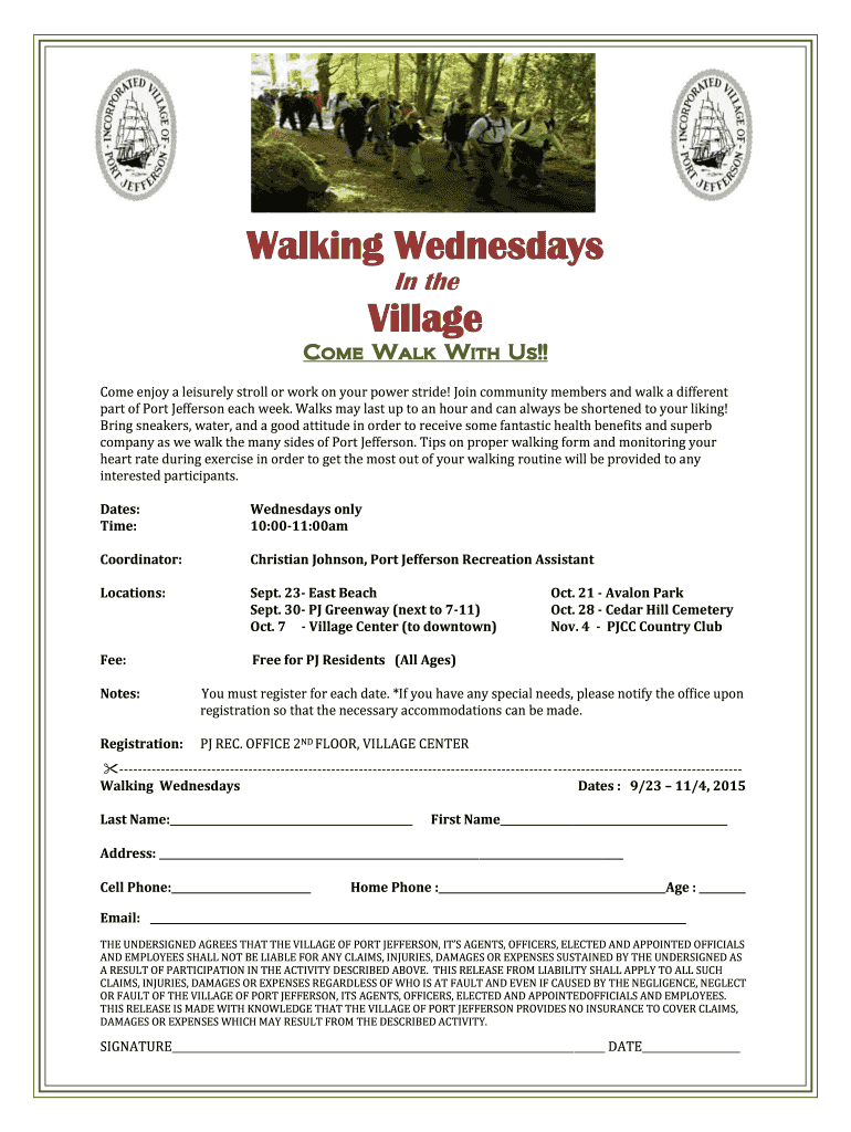 Fillable Online Walking Wednesdays Fax Email Print - pdfFiller