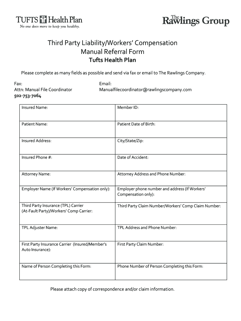 Fillable Online Manual Referral Process - Tufts Health Plan Fax Email ...
