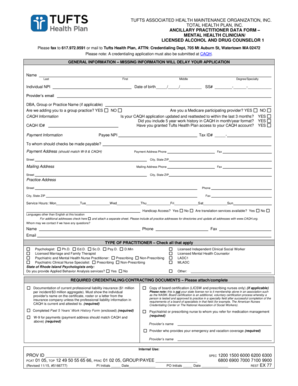 Fillable Online Ancillary Practitioner Data Form - MH ClinicianLADC1 Fax Email Print - pdfFiller