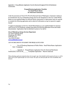 Fillable Online ci ellensburg wa PrequalificationApplication Checklist ...